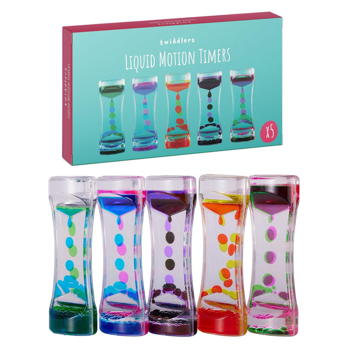 Pack of 5 Sensory Liquid Motion Timers – Sand Timers