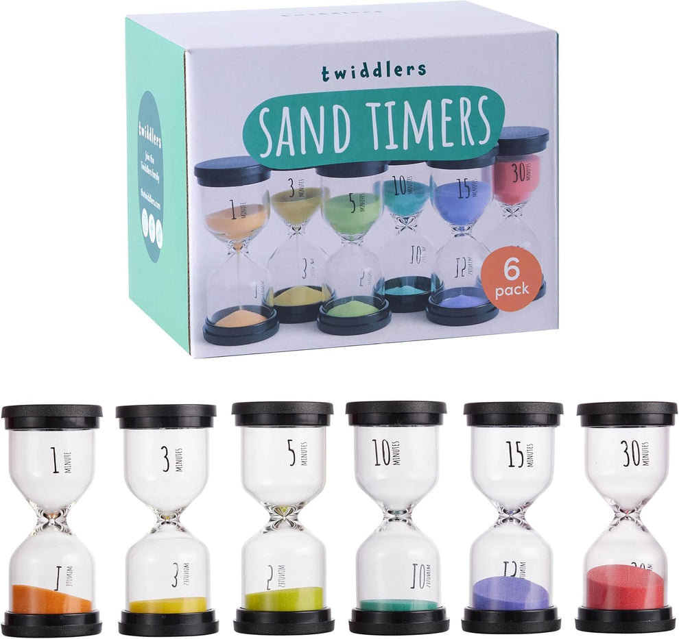 The Twiddlers 6-Piece Sand Timer Set | Durable & Colourful Time ...